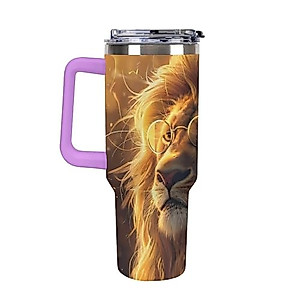Cool Kings Lion Paninting 40 Oz Tumbler Insulated Stainless Steel Water Bottle Travel Mug Car Cup with Handle And Straw