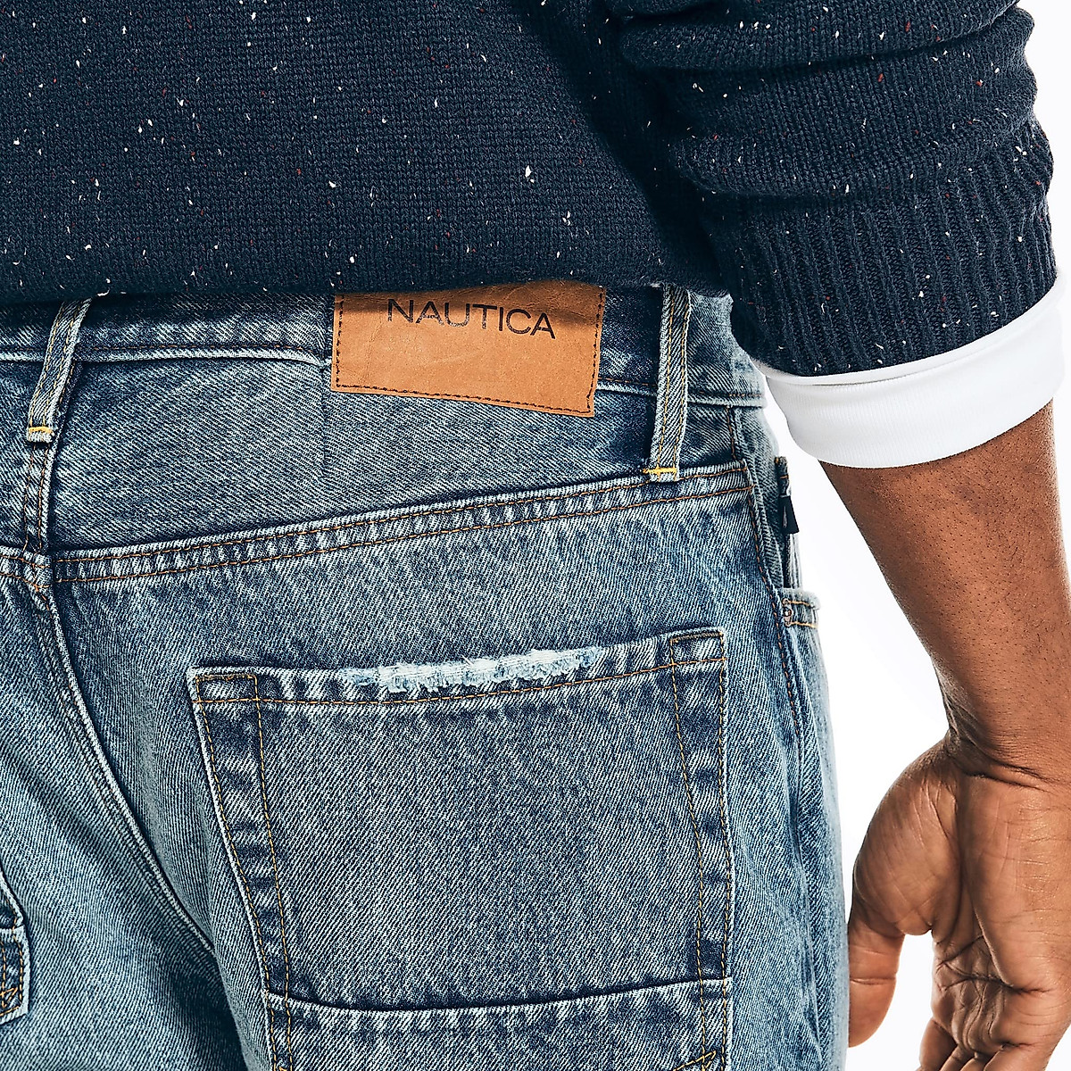 Nautica mens Nautica Authentic Loose Denim Jeans, Basalt Lake Wash, 30 US