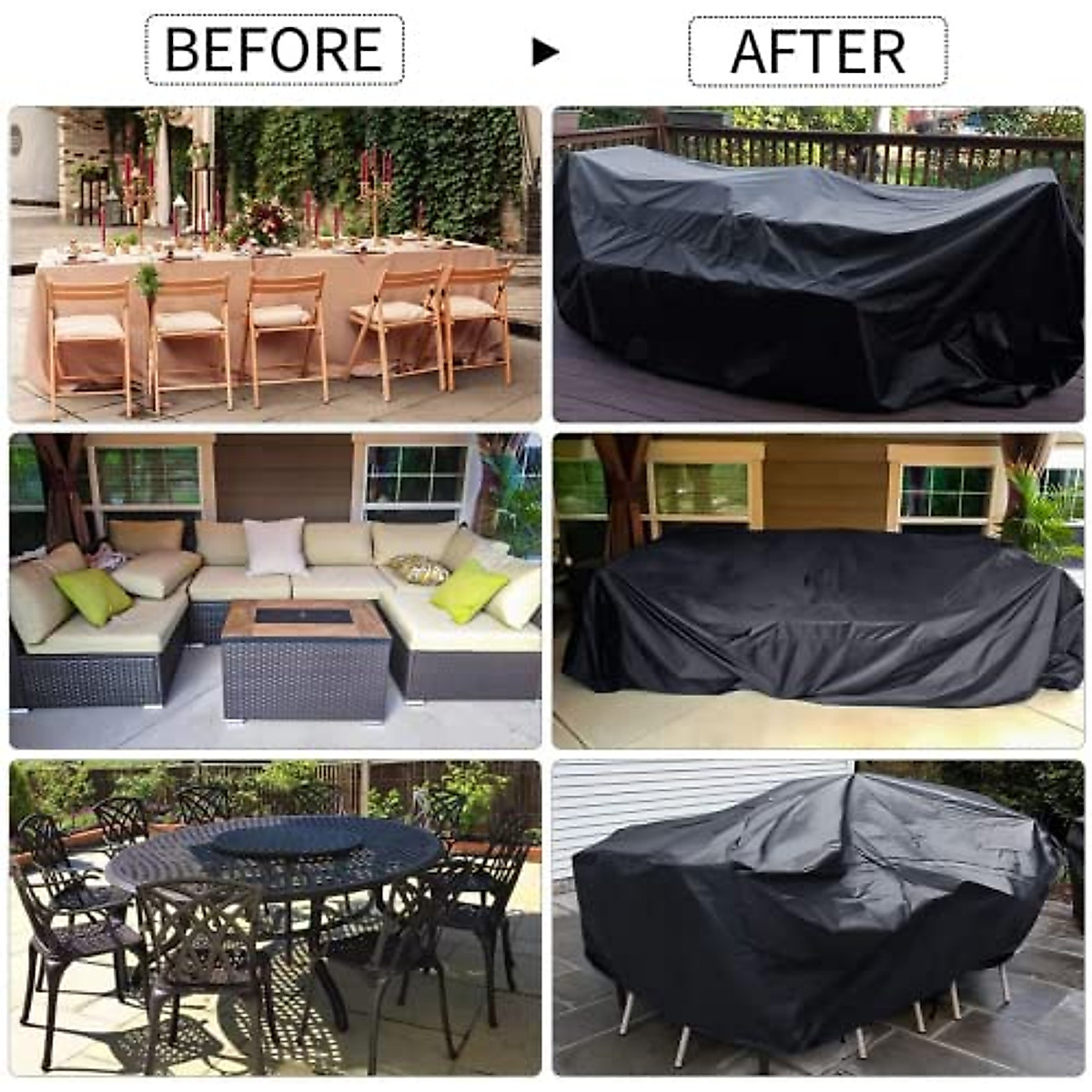 Outdoor Furniture Cover Waterproof, Extra Large Patio Furniture Covers Waterproof Patio Table Cover Rain Snow Dust Wind-Proof, Anti-Uv, Fits for 10-12 Seats(137" L x 102" W x 35" H)