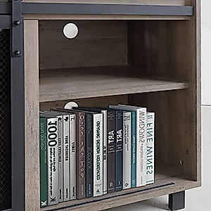 ENSTVER 58 Inch TV Stand Console W/Sliding Barn Door for TVs up to 65",with Fireplace and Remote Control,Grey(Log Set)