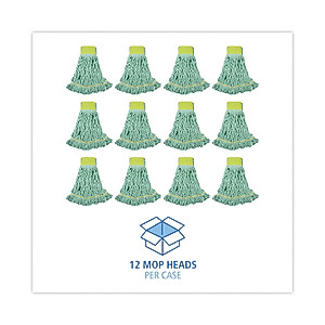 Boardwalk BWK1200LCT EcoMop Recycled Fiber Looped-End Mop Heads - Large, Green (12/Carton)