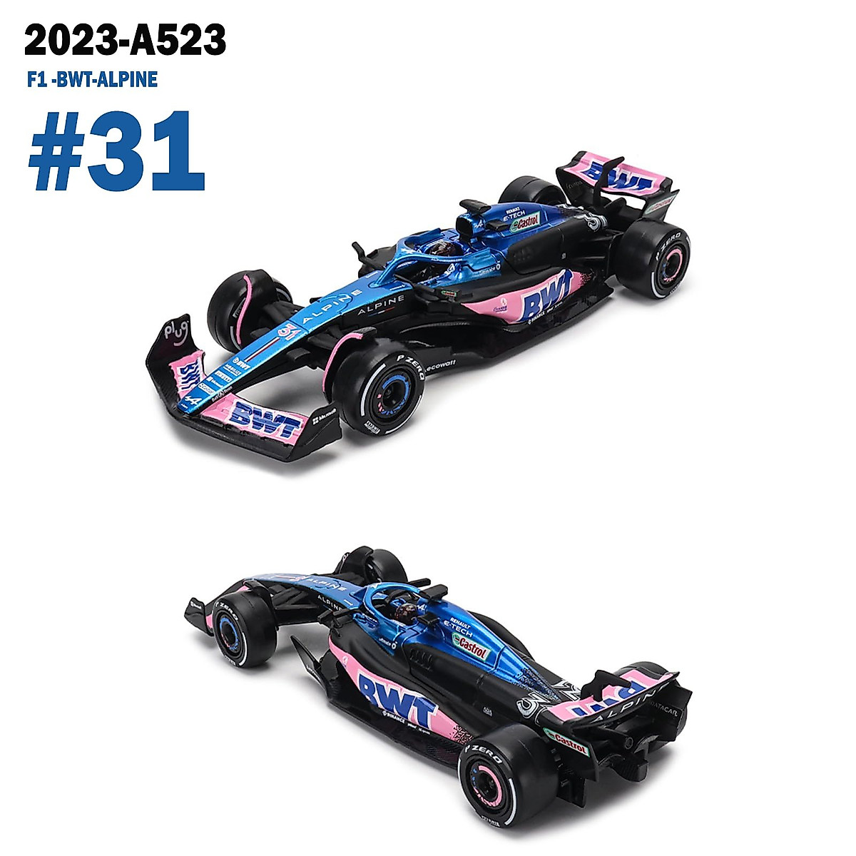 HTLNUZD Bburago 2023 1/43 F1 Team A523#31 E.Ocon Alloy Racing Car Model for BWT-Alpine Die Cast Adult Collection Cars Gift (A523#31 Hardbound version)