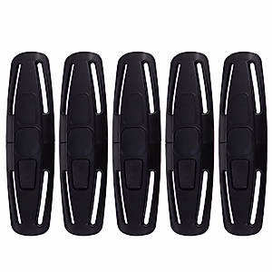 HEALLILY Baby Chest Harness Clip Adjustable Safety Belt Guard Seat Buckle Part 5 PCS (Black)