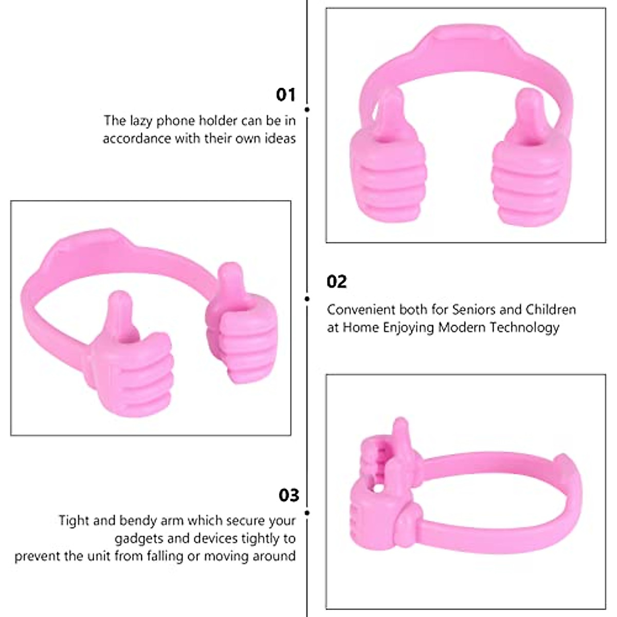 Mipcase Thumbs up Cell Phone Holder Lazy Mobile Phones Stand with Hand Holder Multi-Angle Desktop Tablet Cellphone Thumb Holder for Tablet Smarts Cellphone Travel Pink