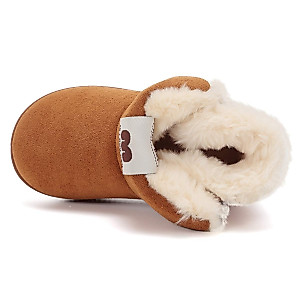 KEESKY Boy Toddler Boots Brown Fur Lined Warm Winter Shoes Size 7 M Toddler