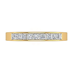 1/2 Carat Channel Set Princess Cut Diamond Wedding Band Ring in 14K Yellow Gold (Ring Size 6.5)