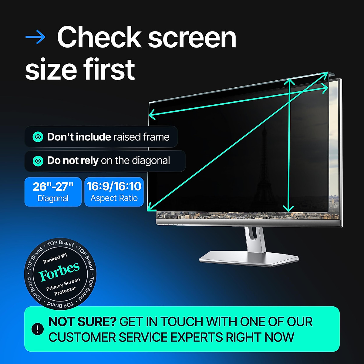 VINTEZ Universal Acrylic 26, 27 Inch Computer Privacy Screen Filter for Widescreen Computer Monitors - 24.1" x 15.1" (612 x 384 mm) - Monitor Frame Hanging Type