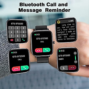 Smart Watch 2023 (Call Receive/Dial) Fitness Tracker Compatible iPhone and Android, 1.7" Full Touch Screen Heart Rate Sleep Blood Pressure Monitor, IP67 Waterproof Digital Watch for Women Men-Black