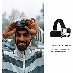 TEKCAM Action Camera Head Mount Strap Wearing Head Belt Compatible with Gopro Hero 11 10 9 8 7 6 5/AKASO/Dragon Touch/APEMAN/Campark/Apexcam/Surfola/WOLFANG Action Camera