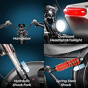 eAhora DOT Approved M8 Electric Motorcycle for Adults, 37MPH 2000W Motor 60V 30Ah Lithium Battery 40 Miles Range, Vacuum Tires Full Suspension Dual Hydraulic Brakes, 1-2 Persons Street Legal Bike