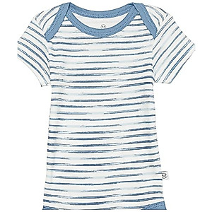 HonestBaby Short Sleeve Bodysuits One-Piece 100% Organic Cotton for Infant Baby Boys, Girls, Unisex, 3-Pack Tie Dye Blues, 3-6 Months