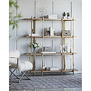 A and B Home 45500 70.9" H Rectangle Gold Stainless Steel/Leather Indoor w/4 Tiers, Modern Style, Tall Shelf