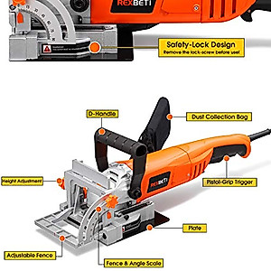 REXBETI Wood Biscuit Plate Joiner Kit, 100-Piece Wood Biscuits Included (Biscuit Joiner)