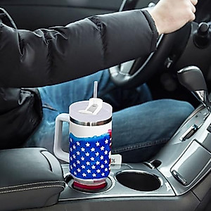 ODAWA Large Travel Insulated Tumblers with Lid and Straw, Usa Flag Double Wall Insulated Tumbler