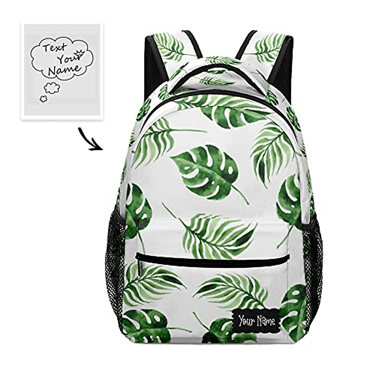 Leaf Personalized Name Unisex Waterproof Backpack for Kids Children Boys Girls Daily Bag