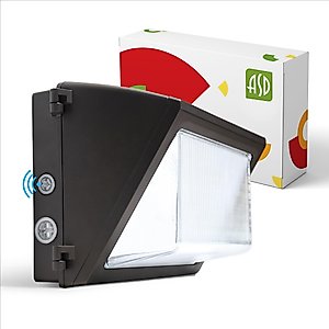 ASD 80W LED Wall Pack Light with Dusk to Dawn Photocell, 5000K 11973LM 120-277V, Dimmable Commercial LED Wallpack Security Lights, Outdoor Wall Light for Building, Parking Lot, UL DLC Premium, Bronze