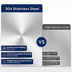 Austric Electric Shabu Shabu Hot Pot, 304 Stainless Steel Hot Pot with Divider Electric pot with Tempered Glass Lid for Party, Family Gathering,5L large capacity… (HS-160BU-Classic)