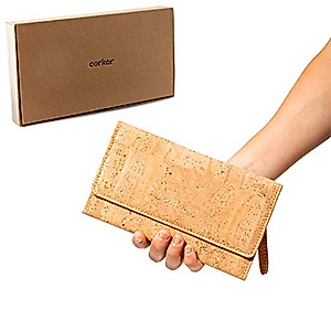 Corkor Cork Slim Long Wallet – Women’s Clutch - RFID Blocking - Vegan Leather – Cruelty Free – Eco Friendly - Black