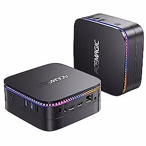 Mini PC RGB AK1 Plus, Intel N95(up to 3.4GHz) 12th Gen Processor Mini Desktop Computer, 16GB RAM 512GB SSD, Dual 4K HDMI, Windows 11 Small PC, 2.4/5G WiFi, Bluetooth, Business/Office/HTPC