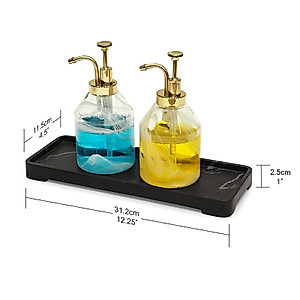 Suanti Bathroom Vanity Sink Counter Organization,Black Marble Style Vanity Countertop Organizer for Soap Towel Perfume Holder Plant Bathroom Accessories-Small