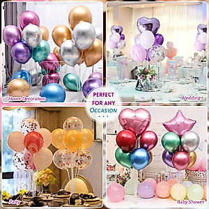 Sakolla 4 Sets Balloon Stand Kits for Table Balloon Sticks with Self-stick Base Desktop Balloon Table Stand Centerpiece Balloon Holder for Birthday Baby Shower Party Wedding Anniversary