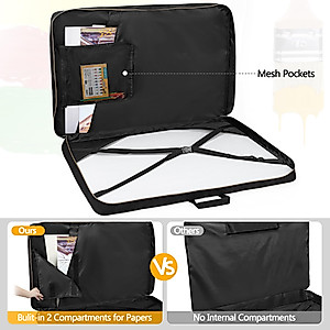 Damero Art Portfolio Case 24 x 36, Artist Portfolio Bag Poster Board Storage with Shoulder Strap, Artwork Carrying Tote Bag for 4k 8k Sketching and Drawing Painting Supply, Black