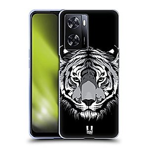 Head Case Designs Bengal Tiger Big Face Illustrated 2 Soft Gel Case Compatible with Oppo A57s