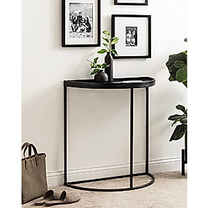 Kate and Laurel Dorrah Modern Round Console Contemporary Half-Circle Entryway Table for Storage, Organization, and Display, 28x14x30, Black
