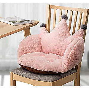 Chic Crown Design Seat Cushion Cozy Plush Chair Cushion Home Decor Thick Padded Warm Chair Pad Lumbar Support Backrest Pillow for Office Chair, Wheelchair