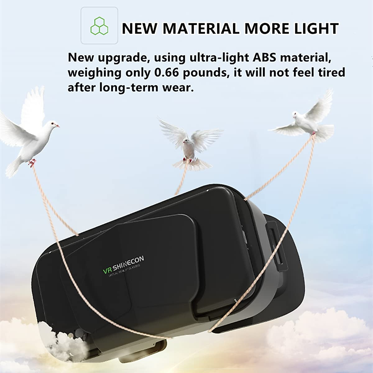 VR Headset, 3D Virtual Reality Glasses with Blu-ray Eye Protected Light & Small, 3D Glasses for Watch Movies, Video & Play Game, Support 4.7-7.0” Smartphone. (Without Controller)