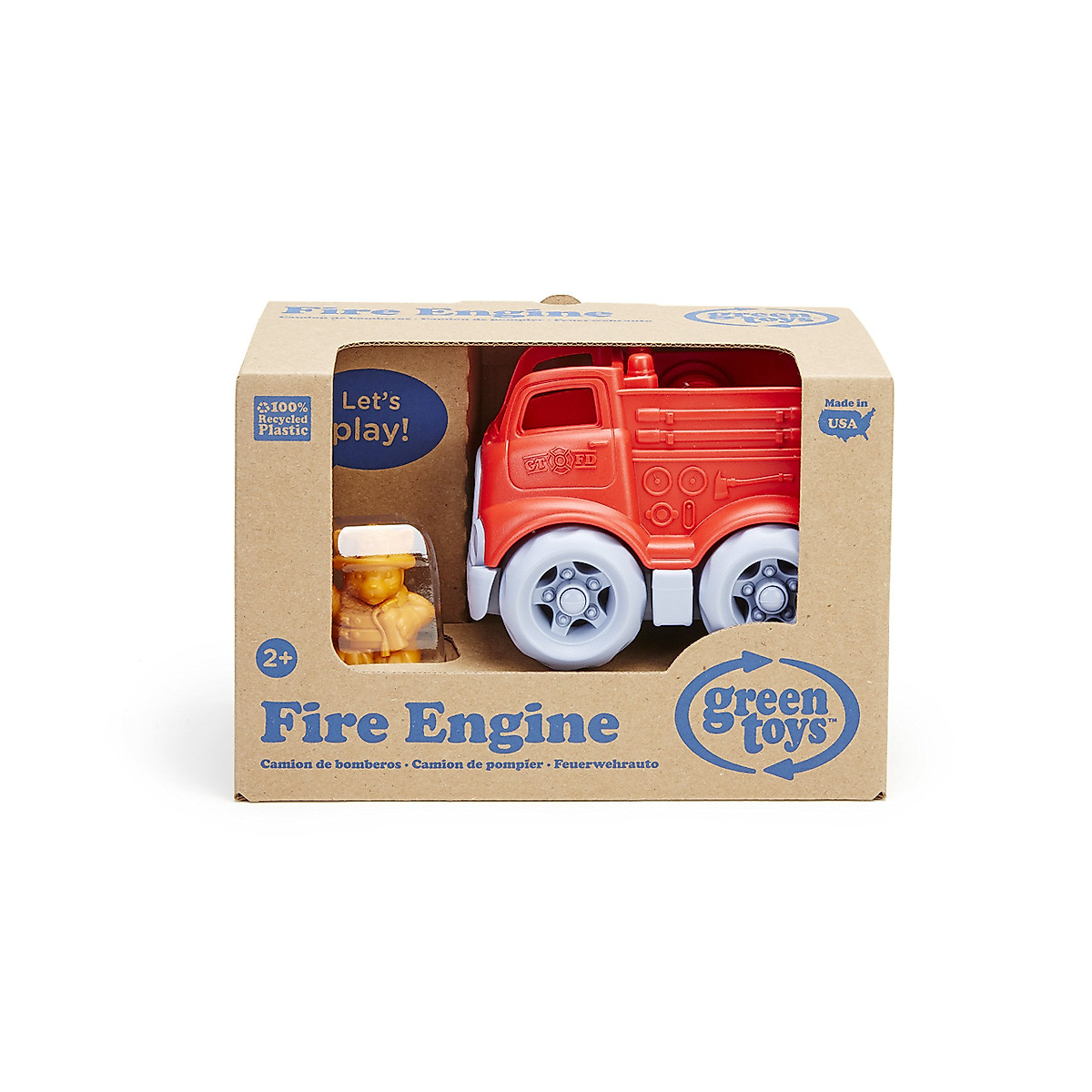 Green Toys Fire Engine, Red - Pretend Play, Motor Skills, Kids Toy Vehicle. No BPA, phthalates, PVC. Dishwasher Safe, Recycled Plastic, Made in USA.