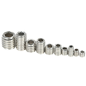 200Pcs Set Screws Assortment Kit, M3/ M4/ M5/ M6/ M8 Standard Allen Head Socket Hex Grub Screw, 304 Stainless Steel Metric Internal Hex Drive Set Screws