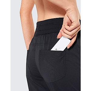 CRZ YOGA Womens Casual 7/8 Pants 27" - Lightweight Workout Outdoor Athletic Track Travel Lounge Joggers Pockets Black Medium