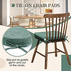 Basic Beyond Chair Cushions for Dining Chairs 4 Pack, Memory Foam Chair Cushion with Ties and Non Slip Backing, 16 x 16 inches Chair Pads for Dining Chairs(Green)