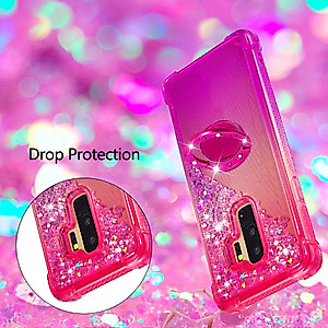 ONV Silicone Case Compatible with Samsung Galaxy S9 Plus - with Metal Ring Shinny Phone Case with Flow Sand Kickstand Bumper Anti-Drop Soft Shell for Samsung Galaxy S9 Plus Cover TPU [JB] - P&P