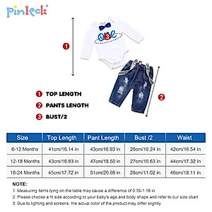 Pinleck Toddler Baby Boy Birthday Clothes Set Bowtie Romper Suspenders Ripped Denim Pants Outfits (1st Birthday-Blue-1Long, 6-12 Months)