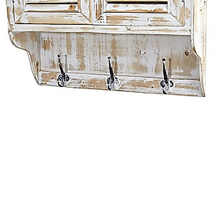Nearly Natural 32 in. White Washed Hooks Wall Cabinet, 8x27x32