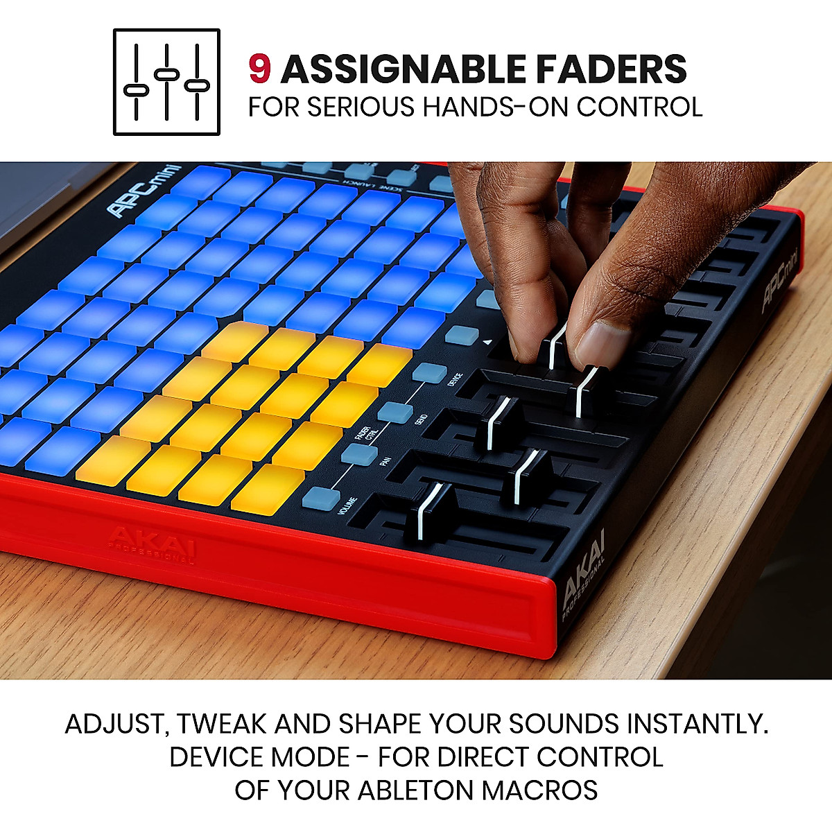 AKAI Professional APC Mini MK2 - USB MIDI Pad Controller for Clip Launching with Ableton Live Lite, 64 RGB Pads, Drum and Note Mode and MIDI Mixer