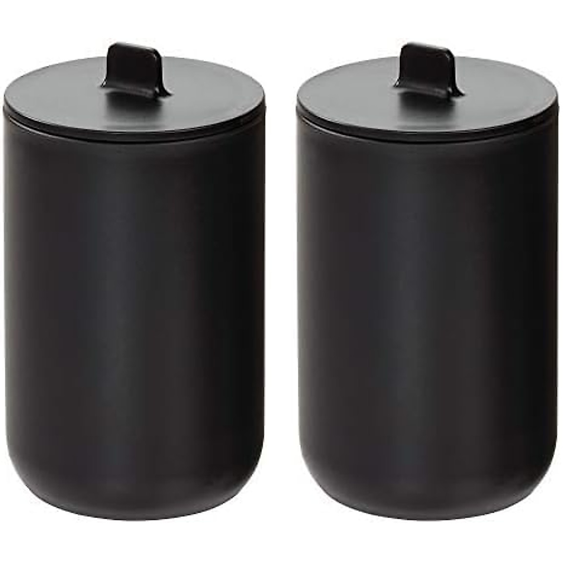 iDesign Cade Canister Bathroom Storage Jar with Lid for Bathroom, Vanity, Desk, Countertop, 3.14" x 3.14" x 5.09", Matte Black (Pack of 2)