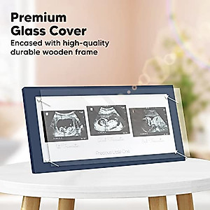 Sonogram Picture Frame - Trio Ultrasound Picture Frames For Mom To Be Gift - Baby Ultrasound frame - Pregnancy Announcements Sonogram frame - Baby Nursery Decor, Pregnant Mom Gifts (Midnight Blue)