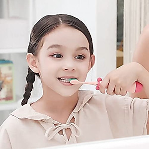 NELL&WELL Kids Electric Toothbrush, Battery Powered Toothbrushes with 2 Soft Bristles Heads for Children Boys and Girls Ages 3+, IPX7 Waterproof, BPA Free (Bear Purple)