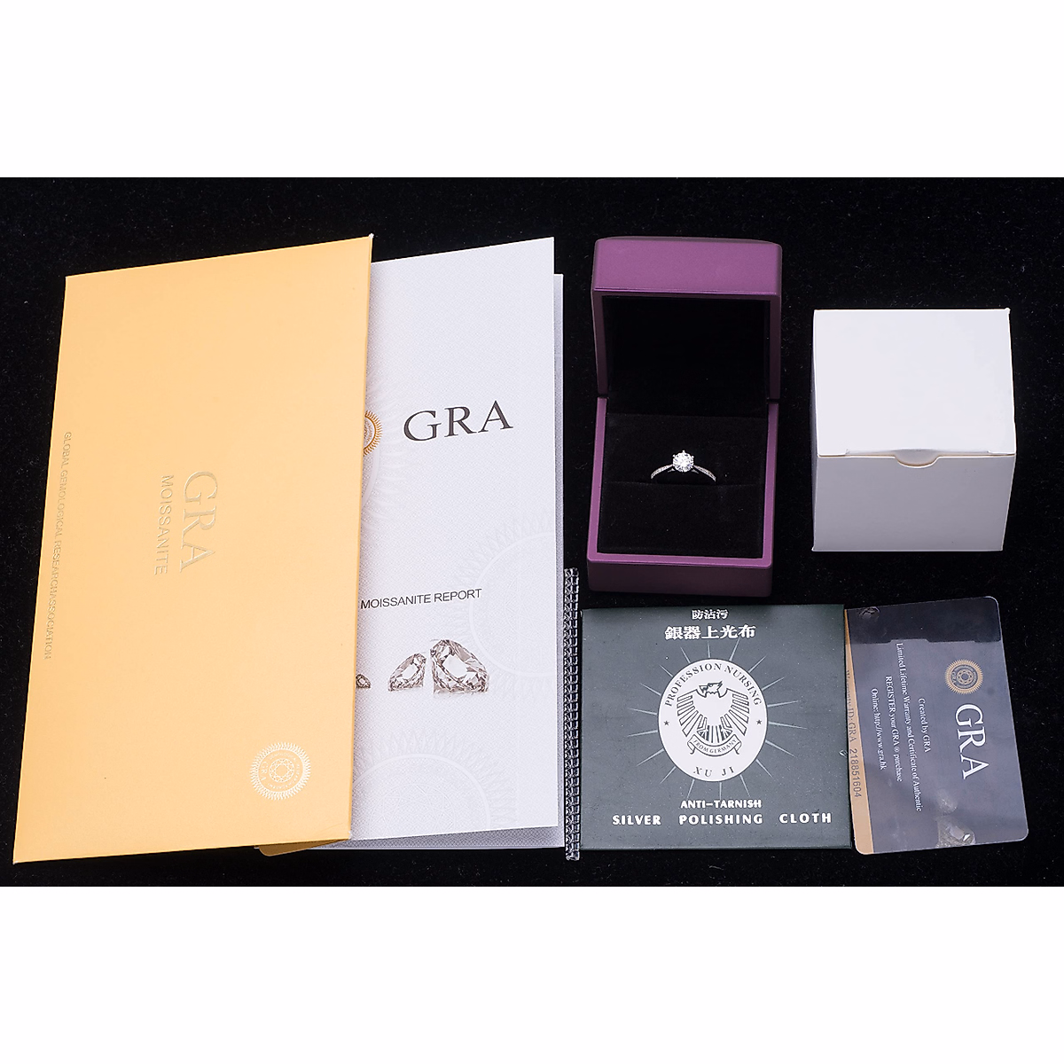 StarGems 0.5ct Moissanite 925 Silver Platinum Plated Classical Four Prong Ring B4507-0.5ct-6.5