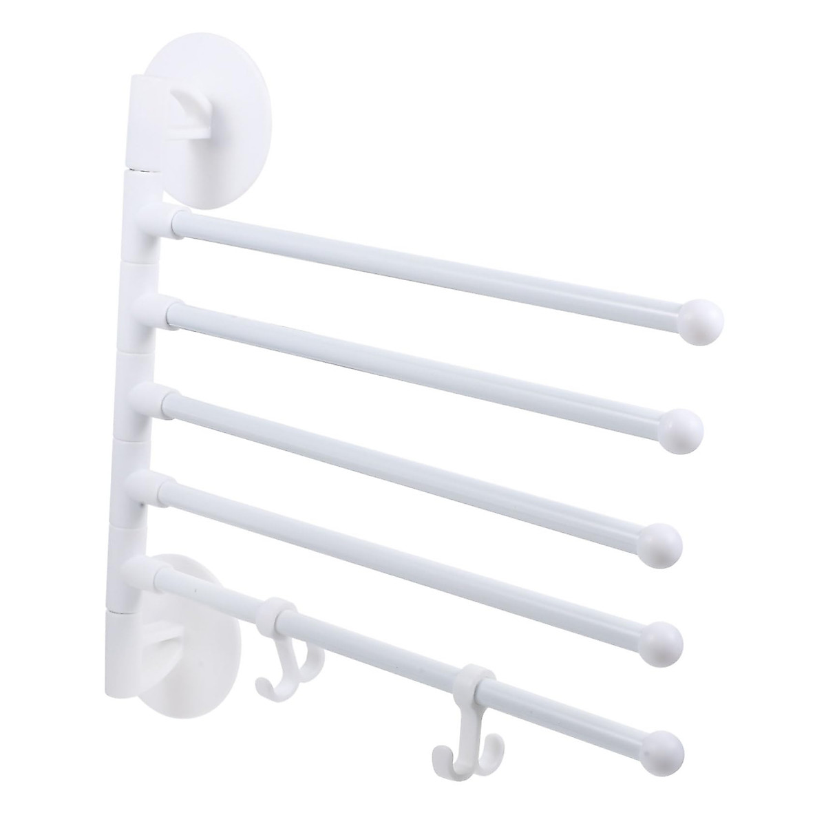 PRETYZOOM 1 Set Drying Rack Swivel Towel Rack Coat Hangers Towels Towel Bar Bath Towel Rack Towel Rod Towel Hanging Shelf Kitchen Towel Rack White No Punching Dishcloth to Rotate Rubber