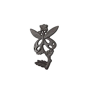 HANDCRAFTED NAUTICAL DÉCOR Cast Iron Butterfly on a Branch Decorative Metal Wall Hook 6.5"