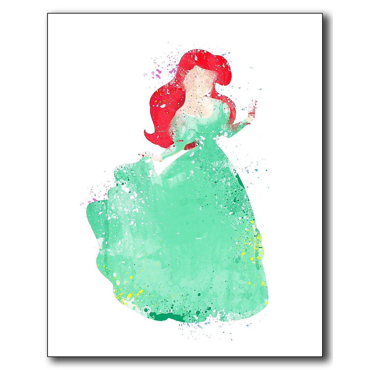Princess Watercolor Prints - Set of 9 (8 inches x 10 inches) Photos - Rapunzel Ariel Aurora Elsa Anna Jasmine Cinderella Snow White Belle
