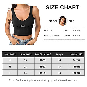 Womens Crop Tops Basic Sleeveless Both V-Neck and Round Neck 3 Pieces Black White Ribbed Seamless Casual Cami Tank Tops(P055 Bl/Gr/Kh M)