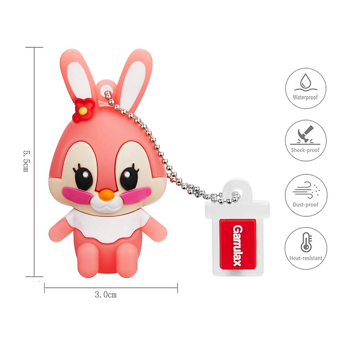 GARRULAX USB Flash Drive, 8GB / 16GB / 32GB USB2.0 Cute Animal USB Memory Stick Date Storage Pendrive Thumb Drives for Kids Children Collegue Student(32GB, Rabbit)