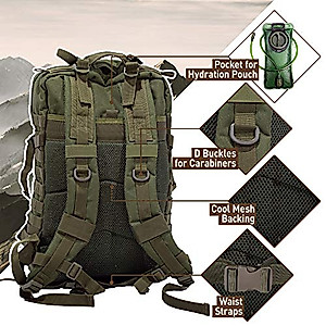 Bug Out Bag Backpack - 50L Tactical Backpack - Great for Survival Essentials (Green Camo)