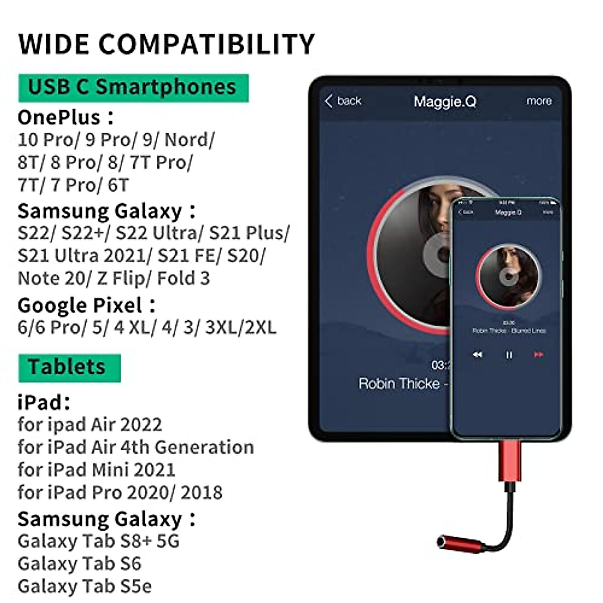 COOYA USB C to 3.5mm Audio Adapter for iPhone 15 Pro Max iPad Air DAC Chip Headphone Adapter USB C to Aux Dongle Stereo Earphone Connector for Samsung S23 FE S22 Ultra S21 Flip 5 A53 Pixel 8 7 OnePlus
