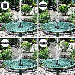 Solar Fountain Pump Solar Powered Bird Bath Fountain Solar Water Pump for Bird Bath 1.8 W Upgraded Solar Water Fountain Panel Kit with 3 M Long Cable &4 Nozzles for Bird Bath,Garden,Pond,Pool